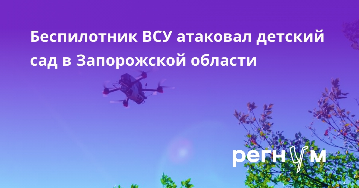 Беспилотник ВСУ атаковал детский сад в Запорожской области - ИА REGNUM
