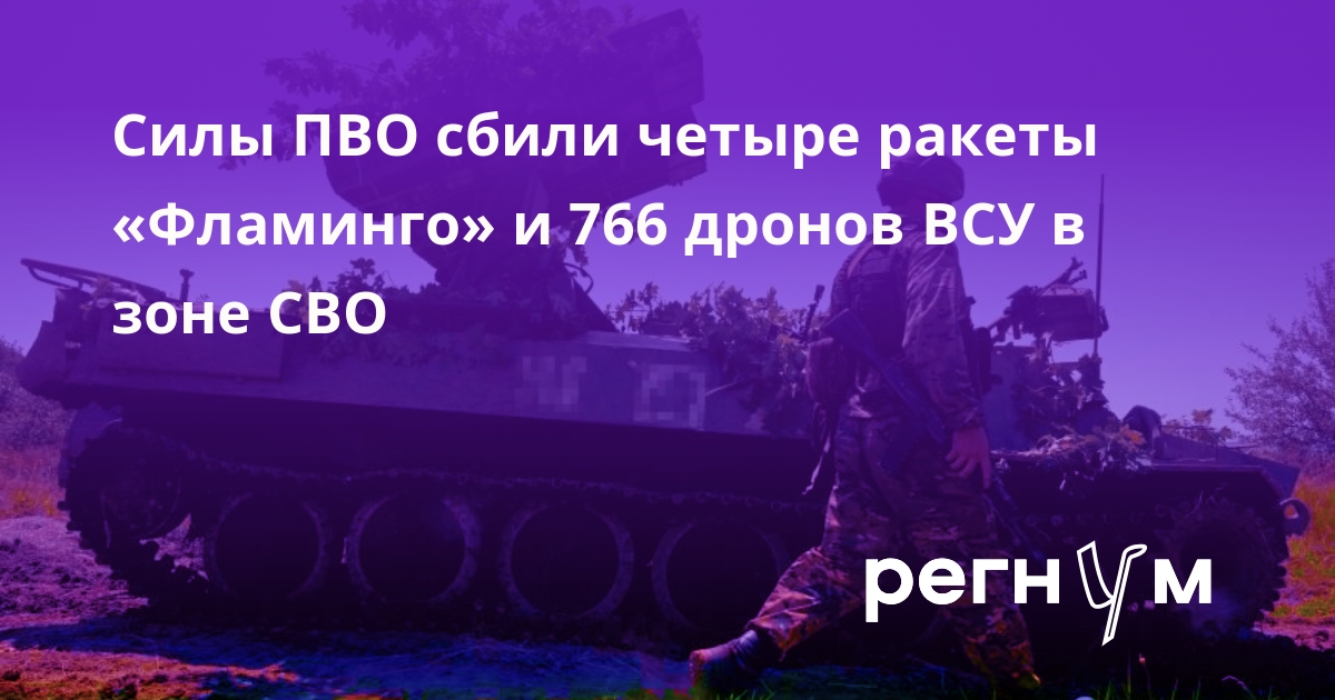 Силы ПВО сбили четыре ракеты «Фламинго» и 766 дронов ВСУ в зоне СВО ...