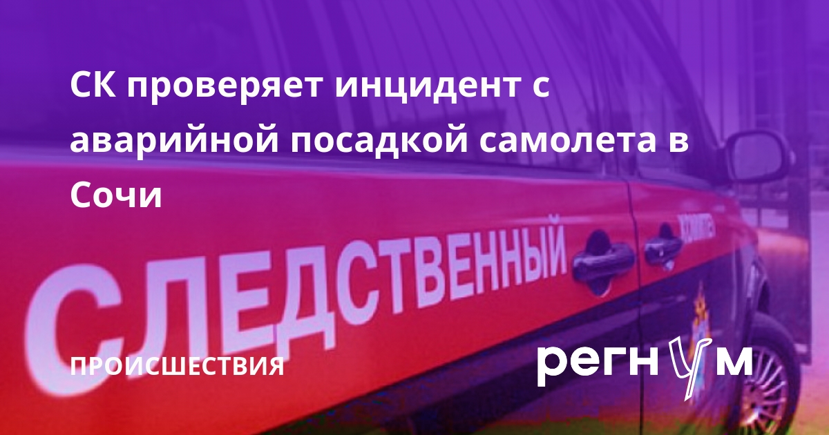 СК проверяет инцидент с аварийной посадкой самолета в Сочи - ИА REGNUM